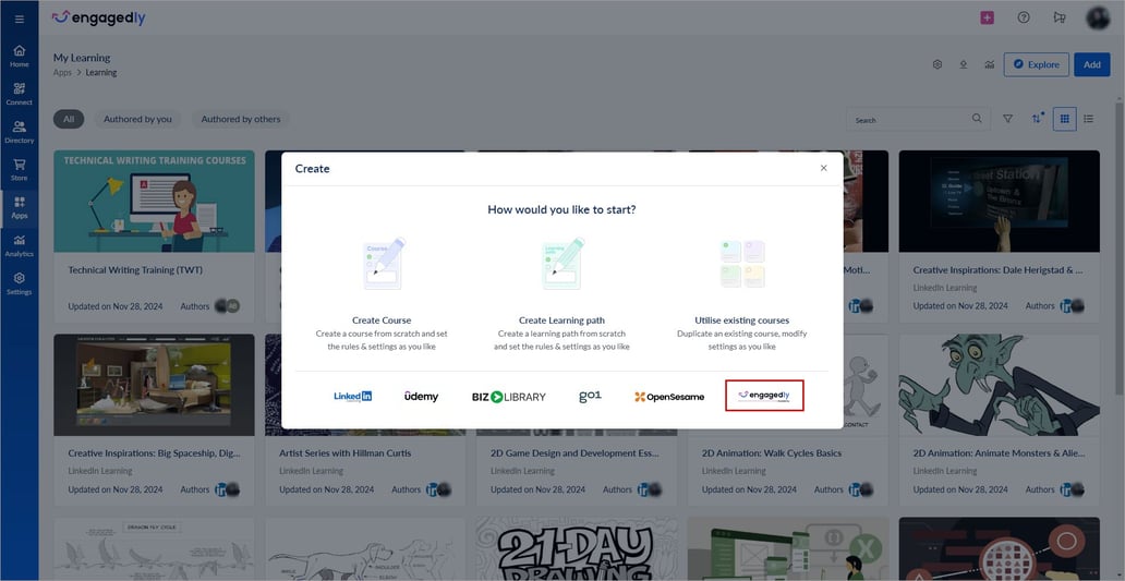 Import courses from integrated applications